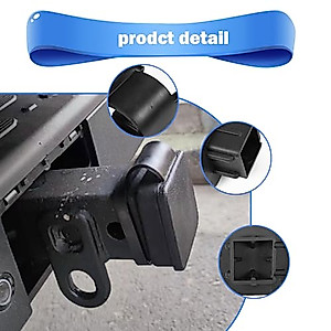 Crynod 2 PCS Car Towing Cover, 2" x 2" Receiver Hook Square Plug ABS Dustproof and Waterproof Protector with Hook, Tube Plug Insert Tow Cover, Universal Exterior Accessories for Most Cars (Black)