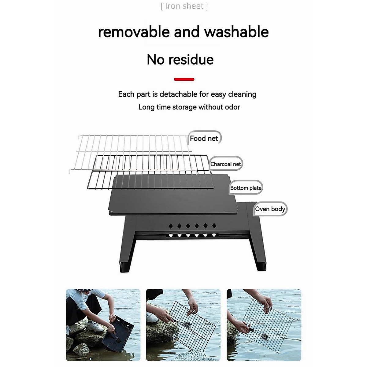 All-in-One Portable Folding BBQ Grill Set for Family Picnic - Food-Grade Material, Thickened Grill Net, Large Carbon Tank Capacity