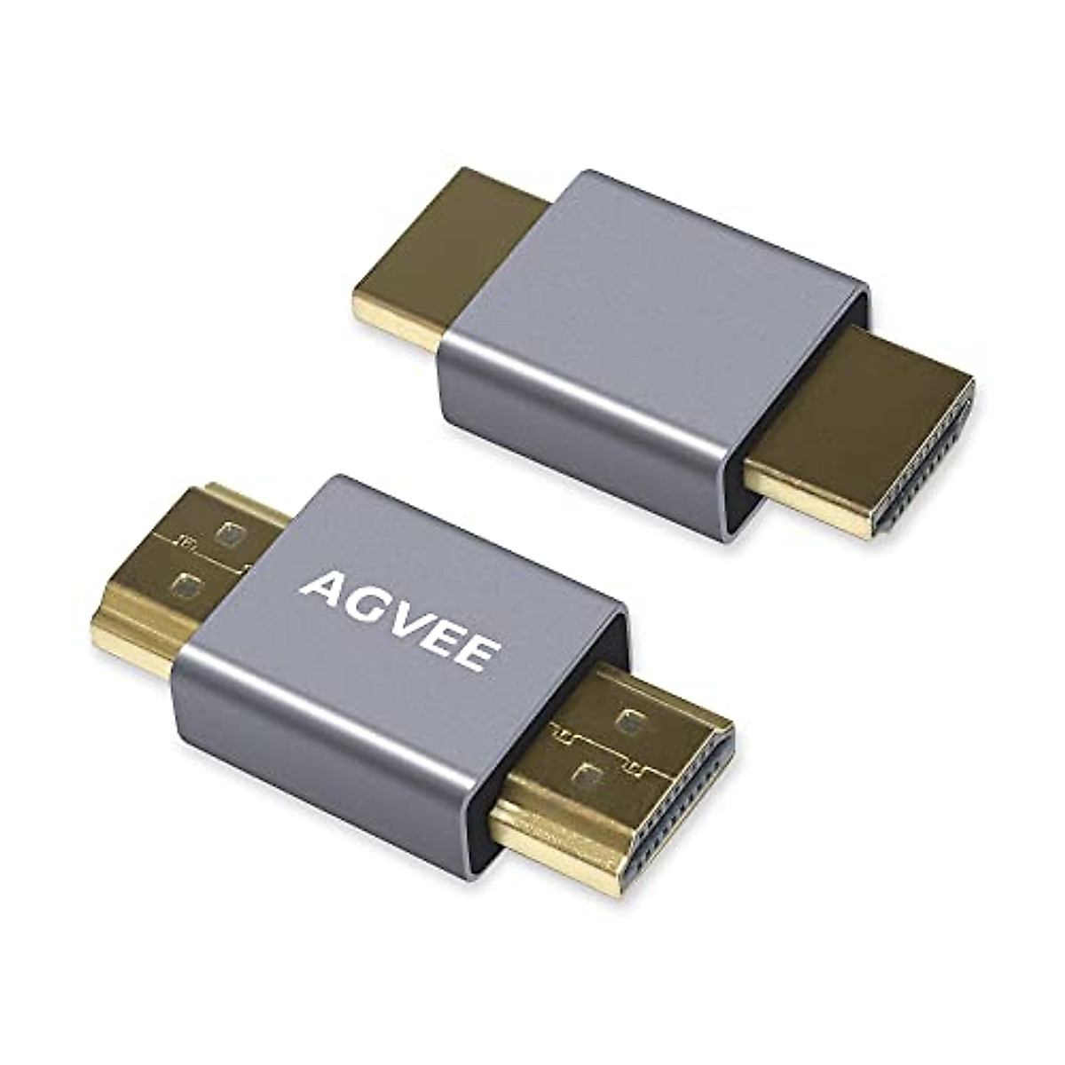 AGVEE 2 Pack 4K Male to Male HDMI Adapter, 4K@60HZ HDR HDMI 2.0 Coupler Converter Extension Connetor, Aluminium Alloy Shell for HDTV Roku Stick, Switch, Xbox One, PS4, PC, Gray