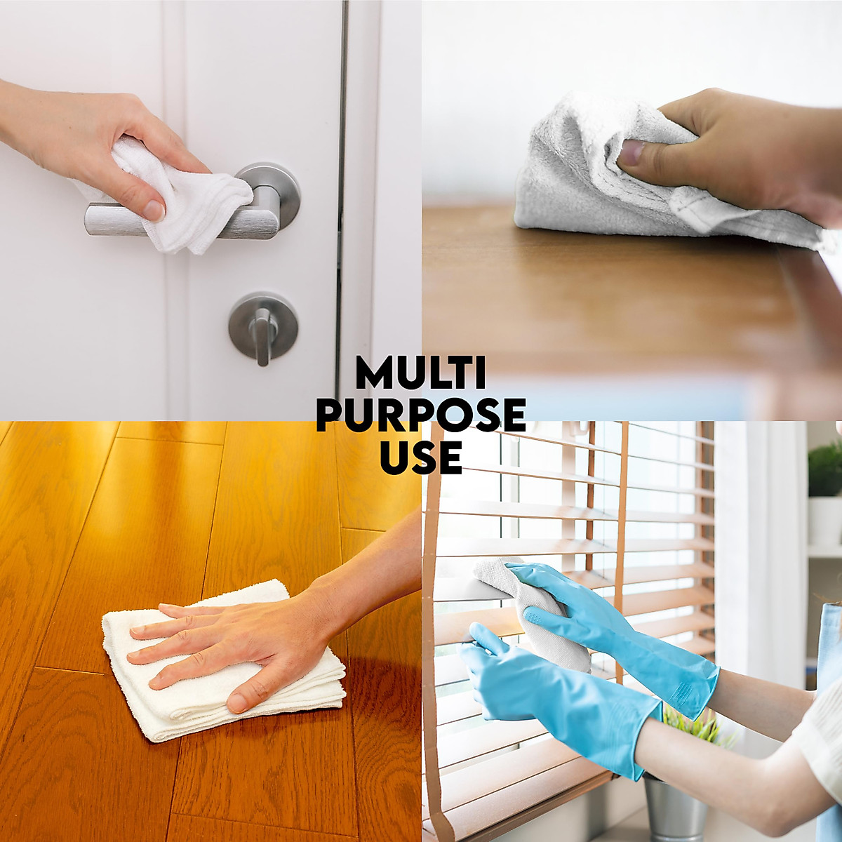 100% Cotton Terry Towels Cleaning Cloths Pack of 50 (12x12 Inches) White Cotton Terry Cloth Bar Rags White Bar Towels, Multipurpose High Absorbent Terry Towels for Cleaning Auto Detailing or Painters