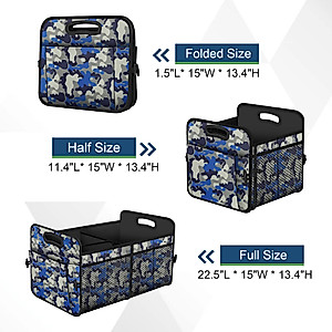 Femuar Car Trunk Organizer with 72L Large Capacity Waterproof Collapsible and 11 Pockets, Trunk Organizer for Car SUV/Jeep/Sedan, Large Size, Blue Camouflage