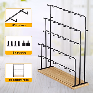 ORLESS Jewelry Display for Vendors, Earring Display Stand for Selling, Necklace Display Stands Earring Cards for Selling Bracelets, Jewelry Towers (35 Hooks)