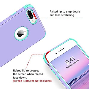BENTOBEN iPhone 8 Plus Case, iPhone 7 Plus Case, 2 in 1 Slim Hybrid Shockproof Hard PC Bumper Rugged Drop Protective Phone Case Cover for iPhone 8 Plus / 7 Plus 5.5 inch, Purple/Green
