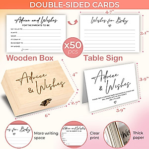 Woodamore Baby Shower Advice Cards For Parents To Be - Advice For New Parents Baby Shower Decorations Girl, Wishes For Baby Cards For Baby Shower Games Boy, Advice And Wishes Box Baby Shower Ideas