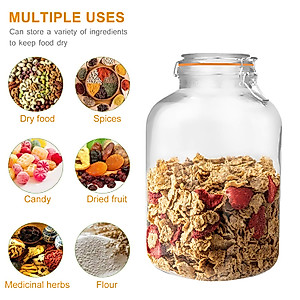 142 oz Large Glass Jars,Canning Jars With Airtight Lid And Leak Proof Rubber Gasket 4L,Mason Jars With Hinged Lids,Gallon Jars For Fermenting,Big Kitchen Canisters,Storage Containers For Food 2 Pack …