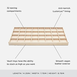 WOLF VAULT Tray Ring Insert, Beige - Includes 28 Ring Rolls - Stackable - Anti-Tarnish LusterLoc Lining - Prevents Jewelry Discoloration + Tarnishing
