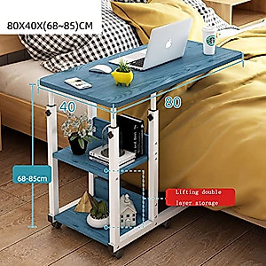 COTCLO Learn Office Computer Table Overbed Table Office Portable Mobile with 4 Locking Wheels Laptop Computer Desk Height Adjustable Mobile Table for Multi-Purpose Usages (Size : 80 * 40cm)