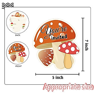 Wild Mushrooms Invitations With Envelopes 5x7 Inch Fill-in Party Invitation Cards，You Are Invited Cards for Wedding, Bridal Shower, Holiday Party，Set of 15