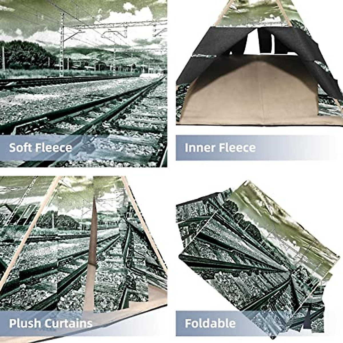 RATGDN Small Pet Hideout Train Station Hamster House Guinea Pig Playhouse for Dwarf Rabbits Hedgehogs Chinchillas