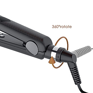 Professional Keratin Hair Straightener 1.25" Wide Flat Iron Hair Straightener Instant Heat Up Flat Iron 285℉-450℉, Dual Voltage, Auto Shut Off (Black)