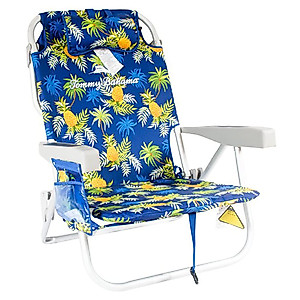 2 Tommy Bahama Backpack Beach Chairs, Aluminum, Blue/Pineapple