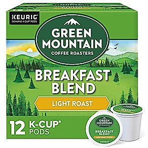 Green Mountain Coffee Roasters Breakfast Blend Single-Serve Keurig K-Cup Pods, Light Roast Coffee, 12 Count