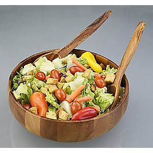Pacific Merchants Acacia Wood Salad Servers, 12" x 2.5"
