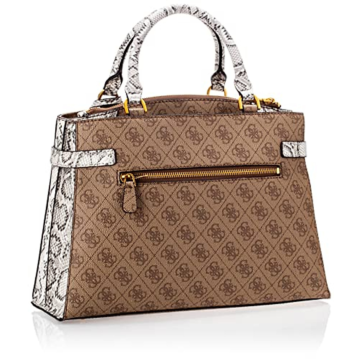 GUESS Zadie Girlfriend Satchel, Latte Logo Python