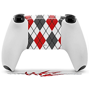 WraptorSkinz Skin Wrap compatible with Sony PS5 DualSense Controller Argyle Red and Gray (CONTROLLER NOT INCLUDED)