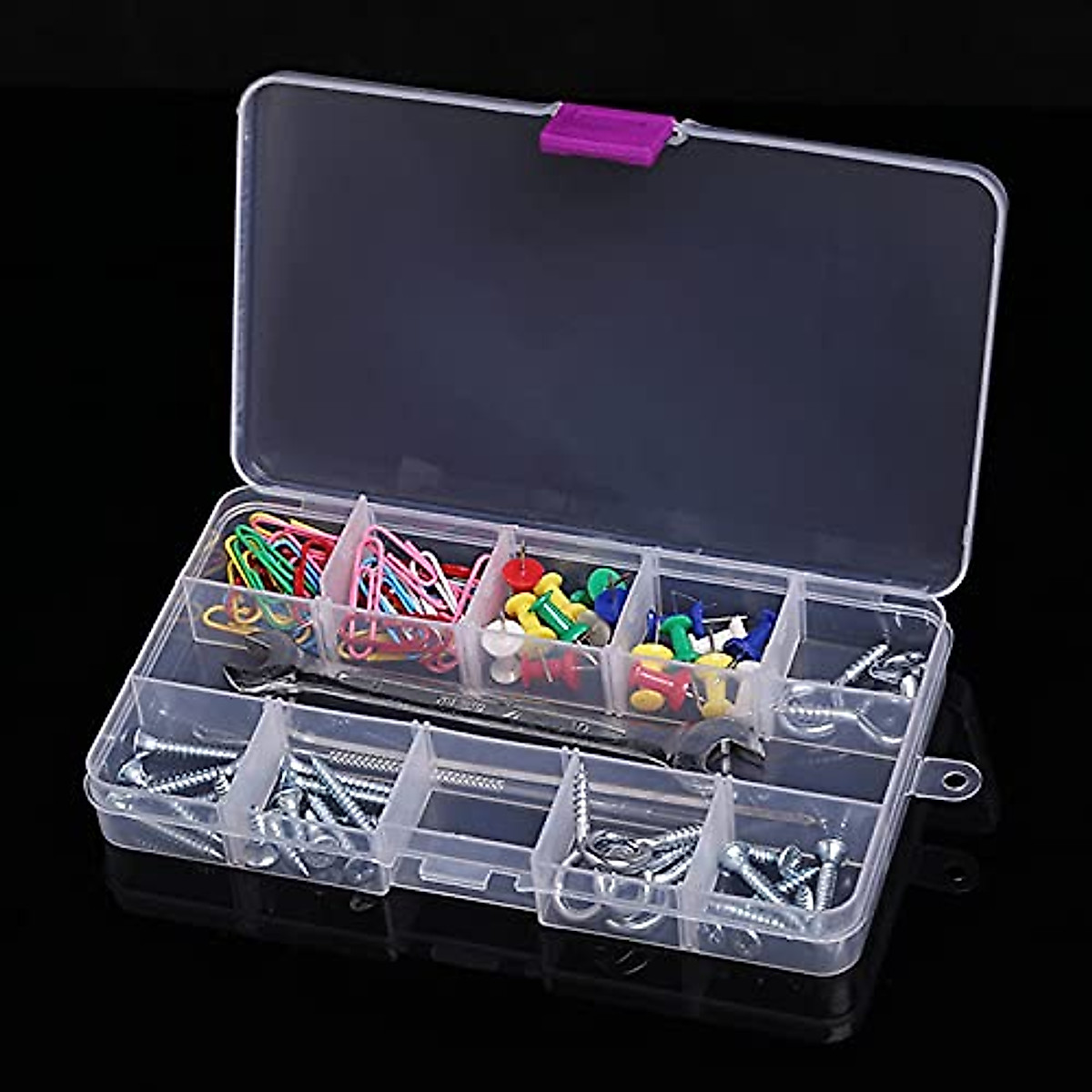 OriGlam 1pcs 17x10CM Plastic Organizer Storage Box with Adjustable Dividers, Jewelry Storage Container Box for Office Supplies Beads Crafts Fishing Tackles (Transparent)