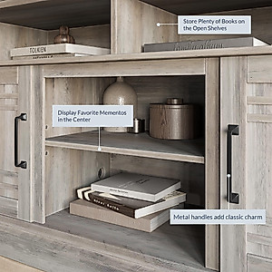 BELLEZE Modern 48" Farmhouse Wood TV Stand & Media Entertainment Center Console Table for TVs up to 50 Inch with Open Storage Shelves & Cabinets - Norrell (Gray Wash)