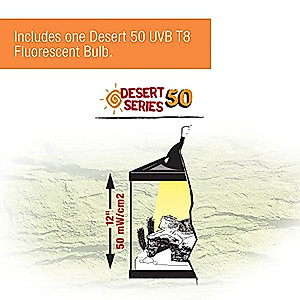 Zilla Reptile T8 Slimline Desert Pet Habitat Light Fixture with 15 Watt Fluorescent Bulb, 18 Inches,Black