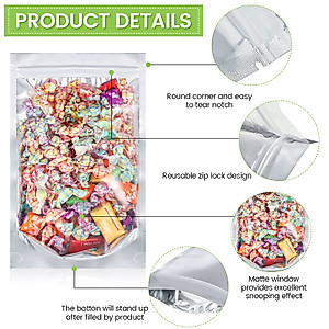 200 Pieces Resealable Polyester Film Bags Clear Front Polyester Film Bags Edible Packaging Bags Stand Up Aluminum Foil Seal Bags Stand Up Bags