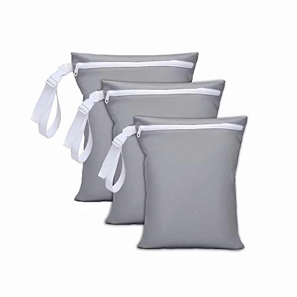 YaKuss Wet Dry Bags for Baby Cloth Diapers, Waterproof Reusable Travel Beach Pool Yoga Gym Bags for Soiled Baby Item Swimsuits & Wet Clothes with Two Zippered Pockets and Stroller Strap 3 Pack- S+M+L