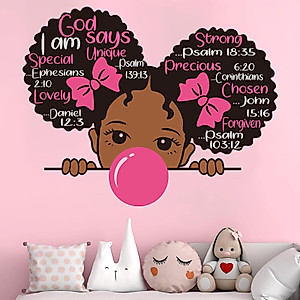 Black Girl Wall Decals for Girls Bedroom, Inspirational Quote Decals African American Wall Sticker Motivational Saying Pink Positive Baby Stickers for Nursery Bedroom Wall Decor (Classic Style)