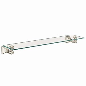 Moen DN8390BN Retreat 22-Inch Wide x 5-Inch Deep Decorative Glass Bathroom Vanity Shelf, Brushed Nickel