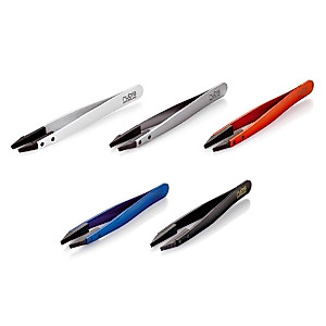 Rubis Classic Techno Stainless Steel Tweezers for Precise Eyebrows and Hair Removal Slanted Polymer Tips, 1KS105, White,Rubis Switzerland Swiss Made World Renowned Precision