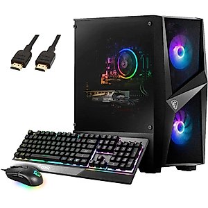 MSI Codex R Gaming Desktop 2021 Premium Computer, Intel Core i7-10700 2.9GHz, NVIDIA GeForce RTX 3060, WiFi, Bluetooth, USB-C, HDMI, RJ-45, Windows 10, VAATE HDMI Cable (16GB RAM/1TB SSD + 1TB HDD)