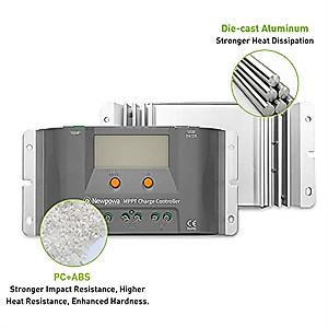 Newpowa 10A MPPT Solar Charge Controller Charge 12V Battery Regulator Dual USB Ports Negative Ground W/LCD Display Up to 130W Off Grid Solar Panel Adjustable for Gel AGM,Liquid Batteries