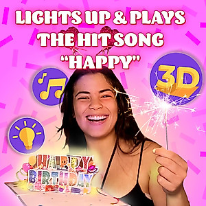 LIGHT & MUSIC Happy Birthday Pop Up Card – Plays Hit Song 'HAPPY', Happy Birthday Card for Him or Her, Birthday Cards for Men, Birthday Card for Wife or Husband, Birthday Greeting Cards, 1 Pop Up Card