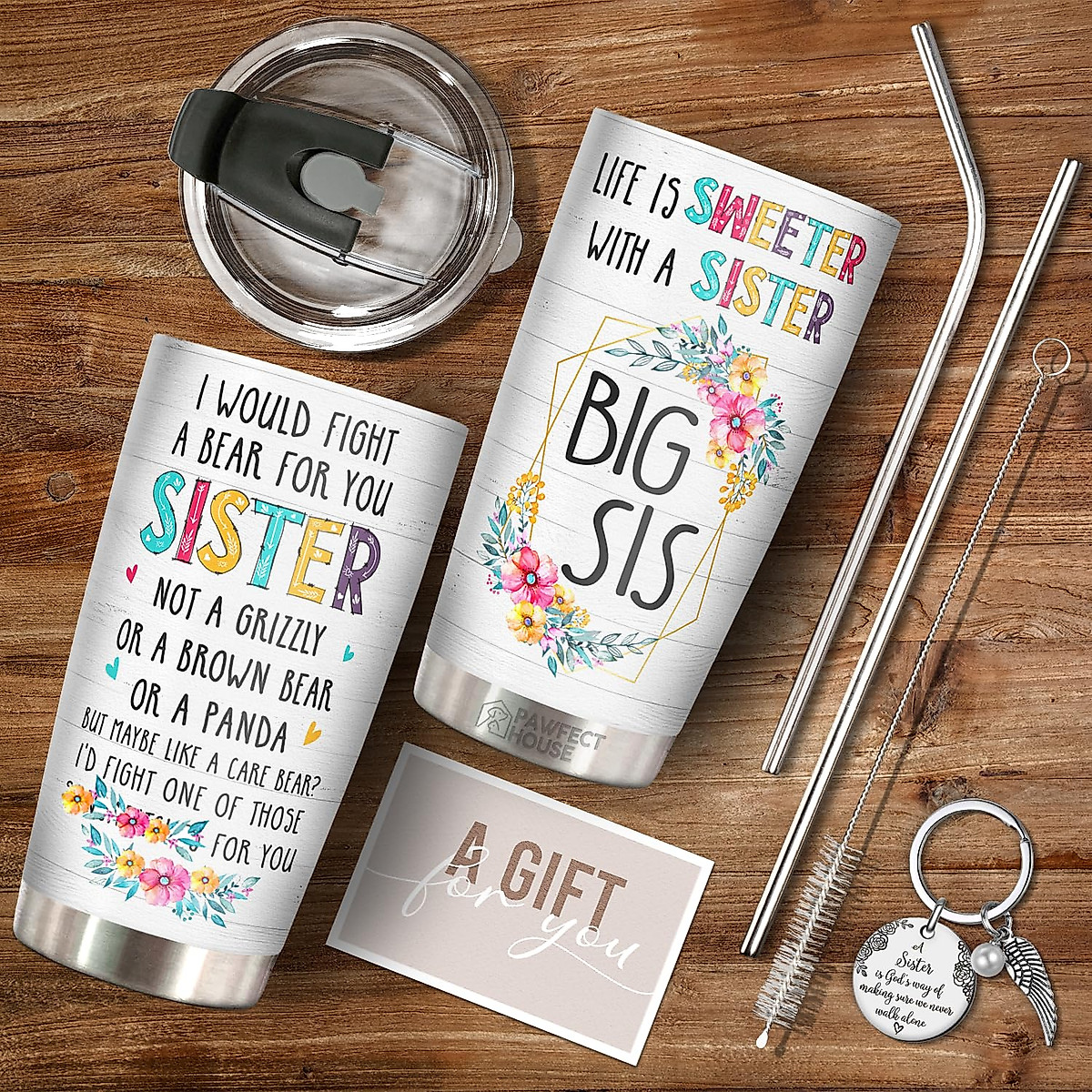 Mothers Day Gifts For Sister, Birthday Gifts For Bestie, Best Sister Ever Gifts, Big Sister Gifts For Women Best Friends, 20oz Stainless Steel Insulated Coffee Tumbler, Sister Gifts For Her
