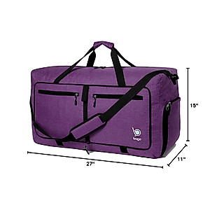 Bago Travel Duffel Bags for Traveling Women & Men- Foldable Weekender Bag - 80L 27" Large Duffle Bag For Travel & Camping Bag - Packable Lightweight Overnight Luggage bag (SnowDepPurple)