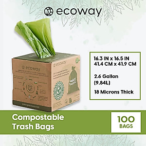 Pack of 100 Ecoway Compostable Garbage Bags | Trash Bags | Bin Liners | Litter Bags | Biodegradable Bags | Eco-friendly Bags | Environmentally Friendly Bags | Disposal Bags