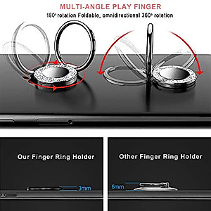 RXKEJI Cell Phone Ring Stand Finger Holder Sparkle Glitter Grip Kickstand Compatible with Universal Tablet iPad Smartphone iPhone 12 11 Pro Xs Max XR 7 8 Plus Samsung Galaxy S10 S20 Note 20 Red