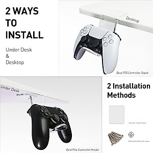 OAPRIRE Under Desk & Desktop Controller Holder Gaming Accessories (2 Pack), Universal Controller Stand for PS5 PS4 Xbox ONE STEAM PC (Crystal Clear)