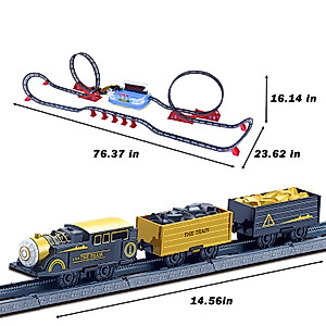 FUN LITTLE TOYS 78PCS Train Set Toys for Kids, Flexible Railway Tracks Roller Coaster Playset, Batteries Operated Toy Train with Light and Sound, Gift for 3 4 5 6 Years Old Toddlers Boys and Girls