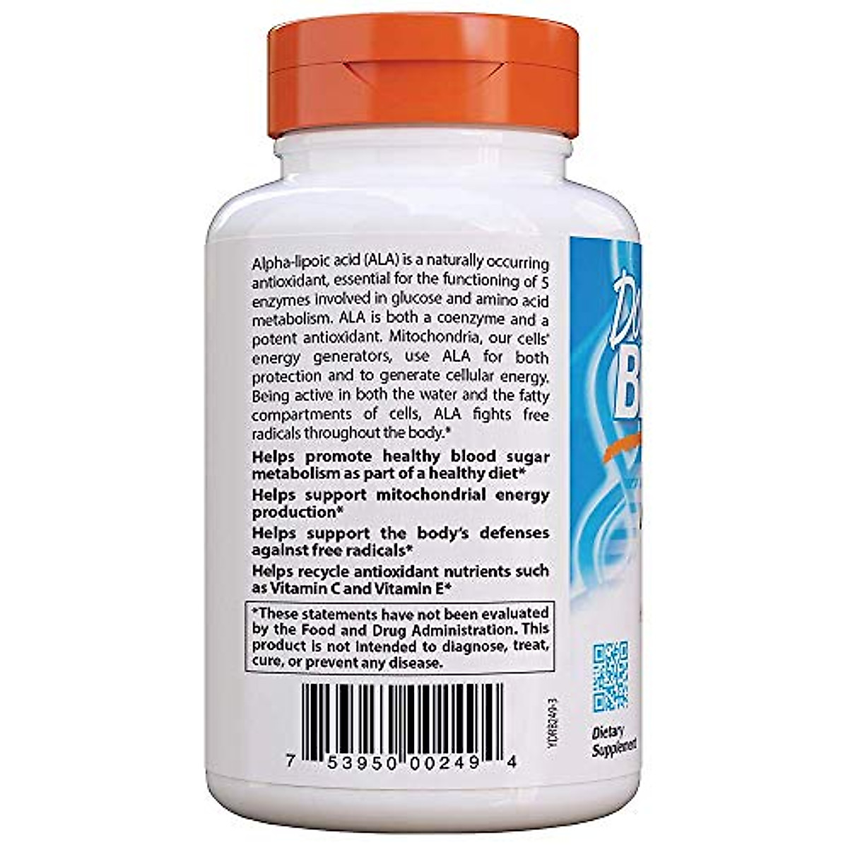 Doctor's Best Alpha-Lipoic Acid, Non-GMO, Gluten Free, Vegan, Soy Free, Helps Maintain Blood Sugar Levels, 600 mg 180 Veggie Caps
