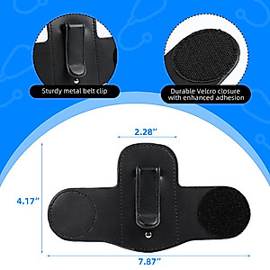 Leather Stethoscope Holder Hip Clip - Black Stethoscope Holster with Inner Pocket & Velcro Closure for Doctors/Nurses/Scrubs/EMT