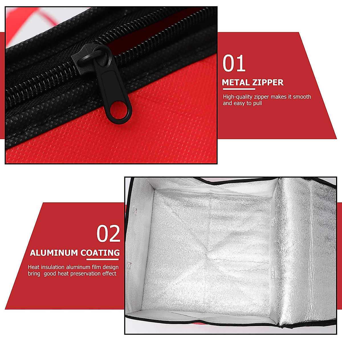 PACKOVE Large pizza warmer bags Food Bag Insulated Food Thermal Bag Aluminum Pizza Bag Grocery Tote Bag Foldable Picnic thermal pizza bag Organizer warmer bags