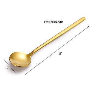 Jucoan 16 Pack Espresso Spoons, 5 Inch Mini Coffee Spoons, Gold Plated Stainless Steel Teaspoons for Dessert Sugar Cake Ice Cream Cappuccino