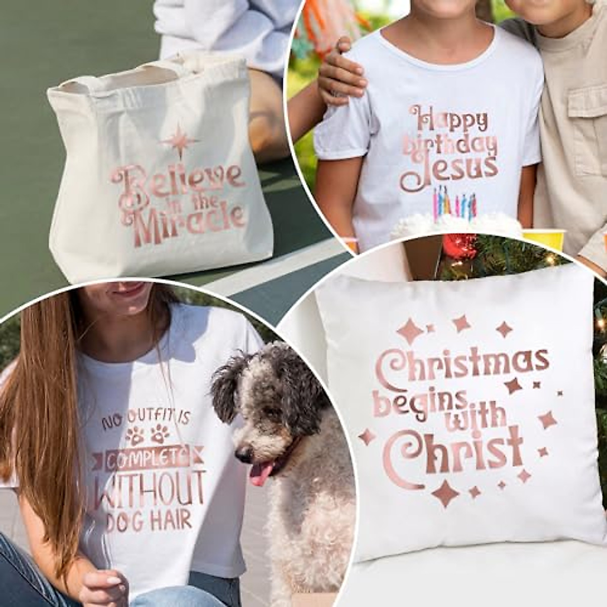 Gatichetta Pearl Metallic Foil Heat Transfer Vinyl Roll, 12" x 6FT Matte Metallic Pearlescent Iron On Vinyl Heat Press for -Shirts, Fabric, DIY Designs, Rose Gold