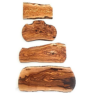 12" Rustic Handmade Bark Edge Olive Wood Charcuterie Board by Orchard Hardwoods- For Cutting, Chopping, Serving. Wooden Slab- Unique Gift. In Sm 12", Med 16", Lg 20", XL 24".(Small 12x5-6x0.8 inch)