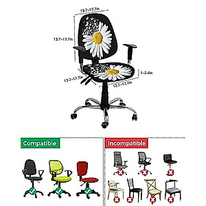Big buy store Office Chair Cover Daisy Flower Desk Chair Cover, Protective Stretchable Universal Computer Chair Covers, Butterfly White Blooms Decorative Stretch Rotating Gaming Chair Slipcovers
