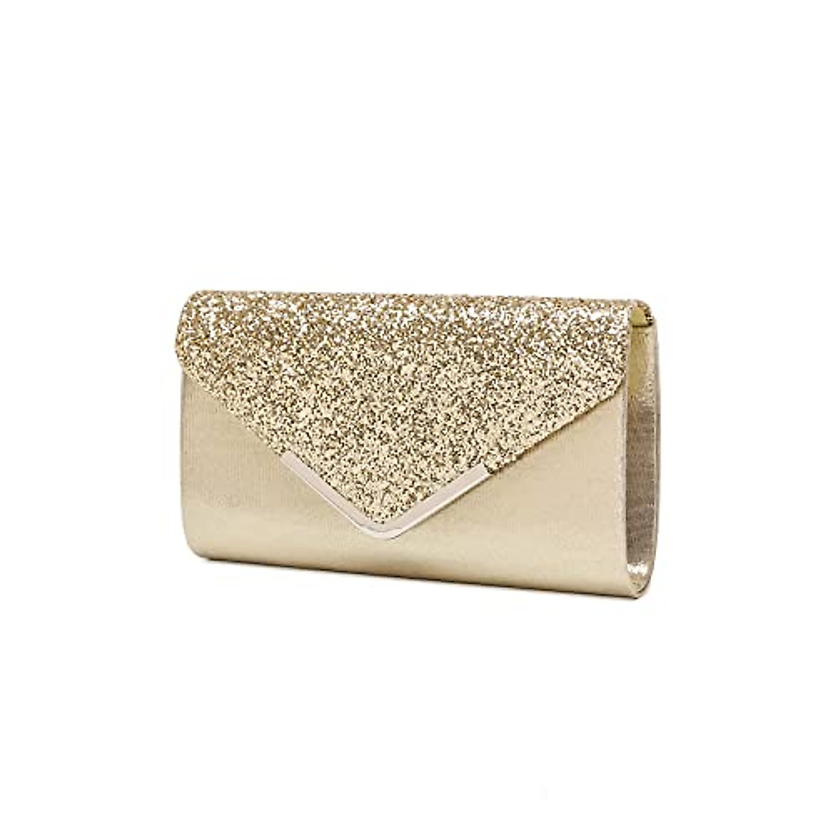 LAM GALLERY Sparkling Evening Clutch Handbag Bling Wedding Bride Purse Glitter Chain Shoulder Crossbody Bag - Gold