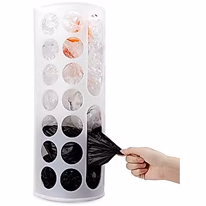 Lunies Wall Mount Bag Dispenser Large Capacity Plastic Bag Vinyl Holder - Multiple Large Holes for Easy Access Bags Great for Shopping Bags/Grocery Bags/Vinyl Storage White 1 Pack