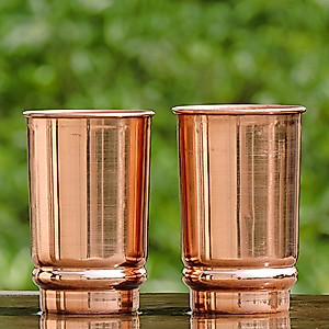 Pure Copper Tumblers Set of 2, UNLINED, UNCOATED and LACQUER Free | 350 Ml. (11.8 US Fl Oz) Traveller's Copper Cups for Ayurveda Health Benefits