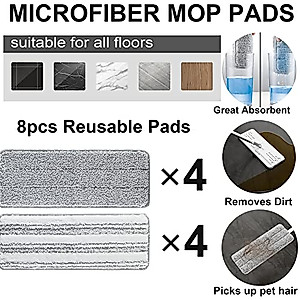 JOYMOOP Mop and Bucket with Wringer Set, Flat Squeeze Mop Flat Head Mop,Dust Mops for Wall Cleaner with Long Handle,Wet and Dry Use Microfiber Mops for Household Cleaning, for Hardwood, Laminate, Tile