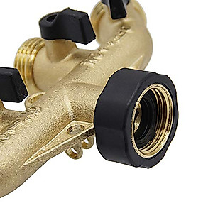 Twinkle Star 4 Way Heavy Duty Brass Garden Hose Splitter, Hose Connector 3/4", Hose Spigot Adapter with 4 Valves