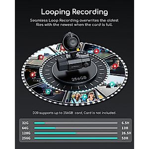 COOAU Dual Dash Cam 2.5K+1080P, Dash Cam Front and Inside, Built-in GPS and WiFi, Dash Camera for Cars, Perfect for Uber and Taxi Drivers, Night Vision, Accident Record, 24Hr Parking Mode