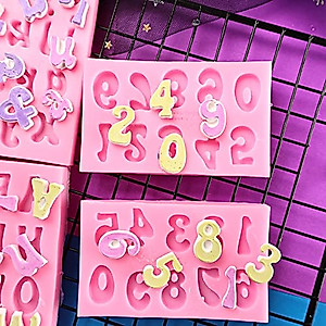 GELIFATLE Letters Molds and Numbers Molds, Silicone Fondant Mold Chocolate Molds, 0-9 Number and 26 Letters Silicone Molds for Baking Desserts and Cake Decoration (4 pack)